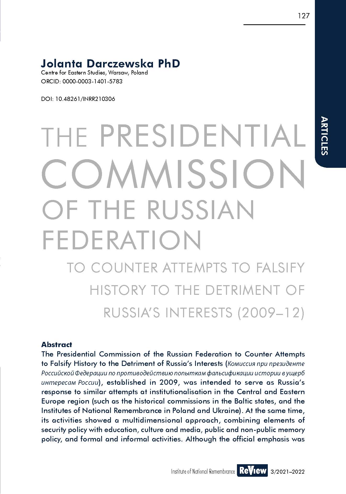 The Presidential Commission of the Russian Federation to Counter ...